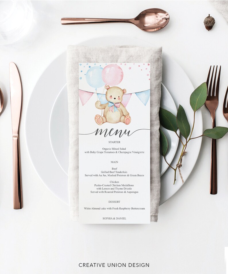 Gender Reveal Menu Template Printable Menu Editable Menu - Etsy Canada