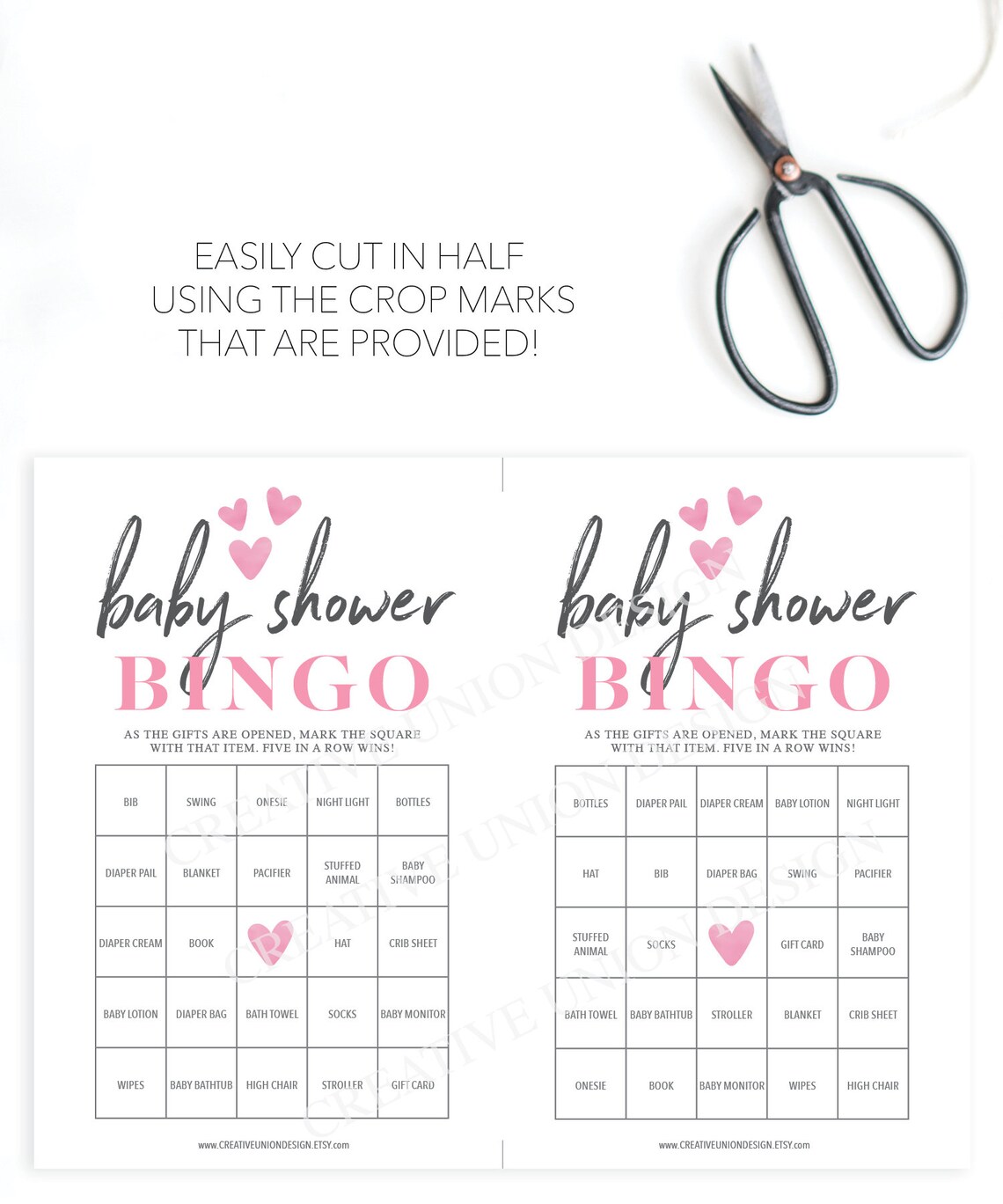 Girl Baby Shower Bingo 60 Unique Game Sheets Baby Shower - Etsy