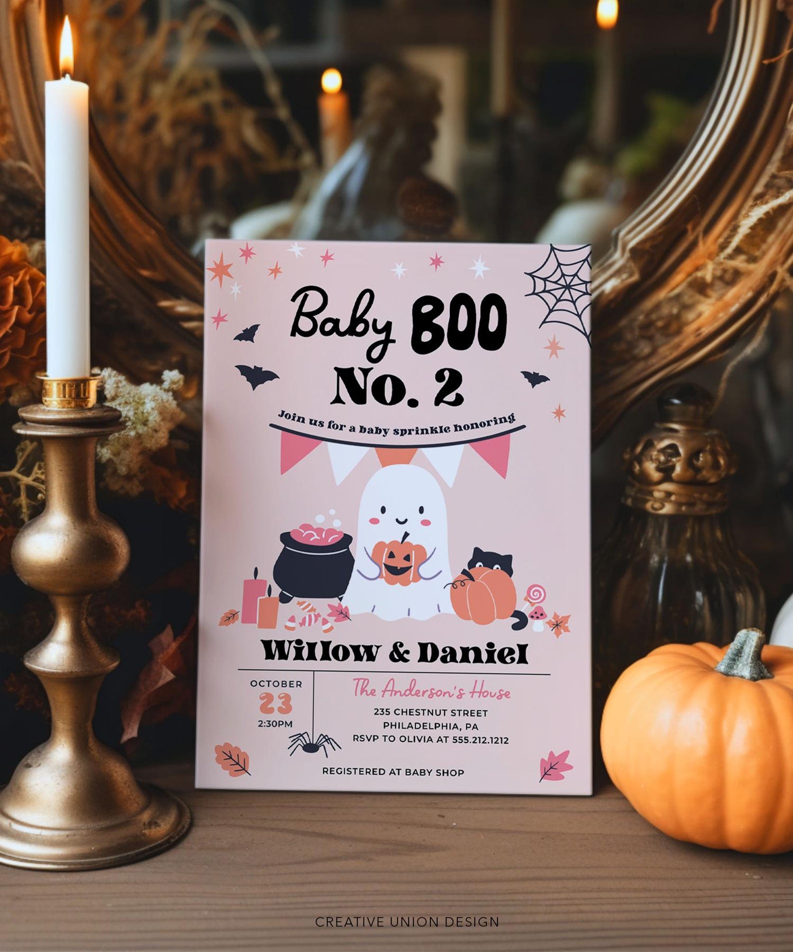 Spooky Ghost Baby Boo No. 2 Baby Sprinkle Invite Template, Baby ...