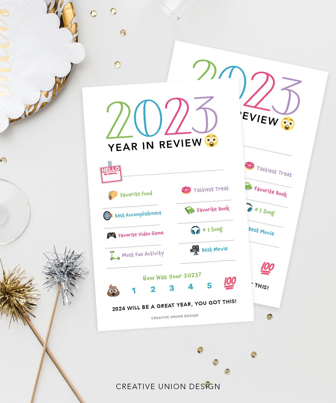 Kids 2023 Year in Review Emoji Game, Happy New Year 2023 Game, Kids New ...