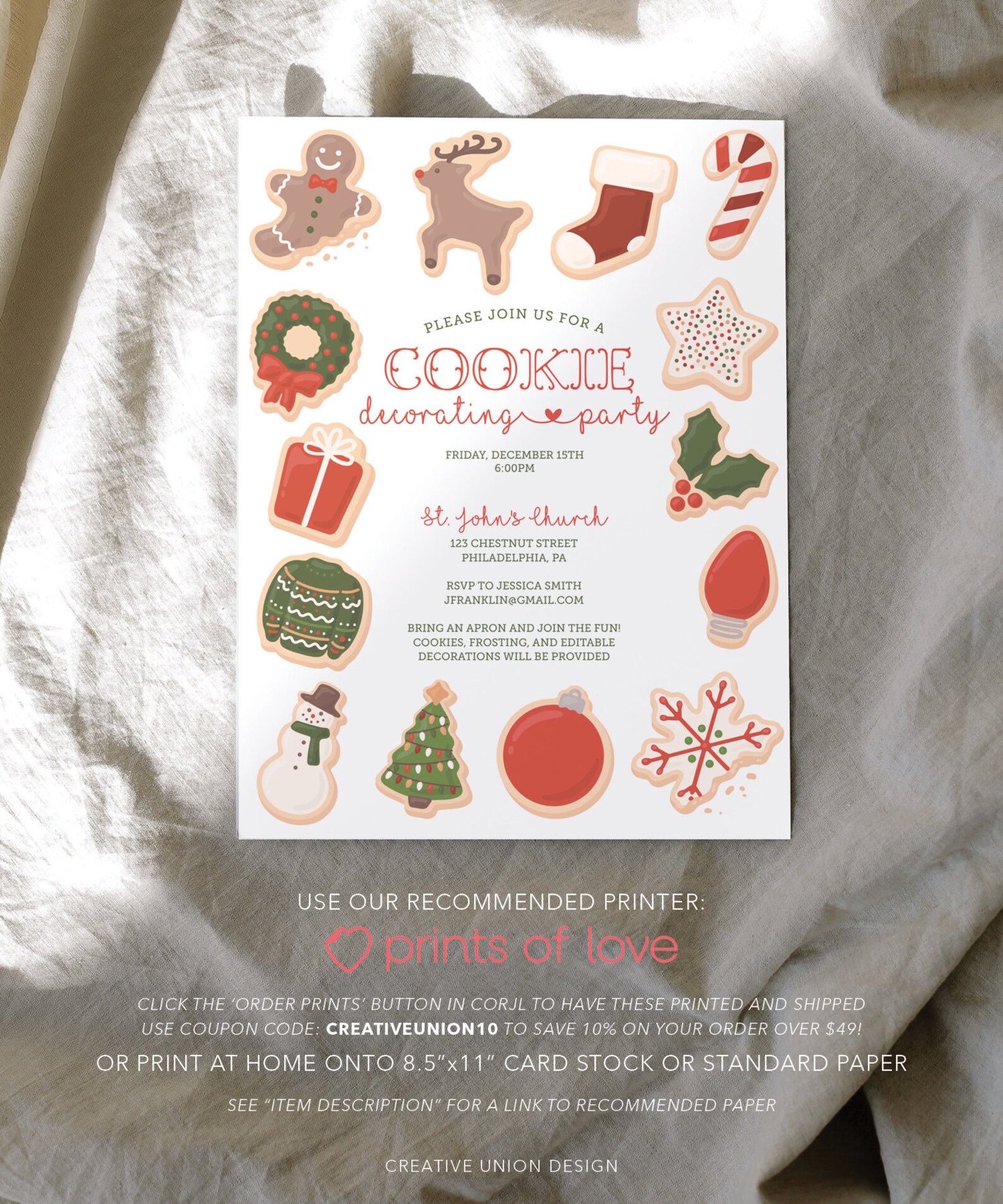 Christmas Cookie Decorating Party Flyer Invitation, Printable Holiday ...