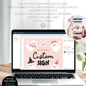 Halloween Spooky Ghost Custom Sign Template, Editable Sign, Favors ...