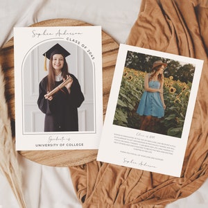 Boho Arch Graduation Announcement Template, Class of 2025, Minimal ...