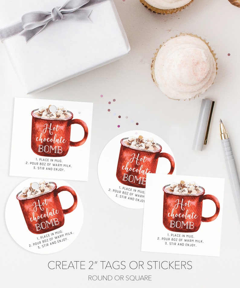 Hot Chocolate Bomb Tags Printable Hot Cocoa Favor Tags - Etsy