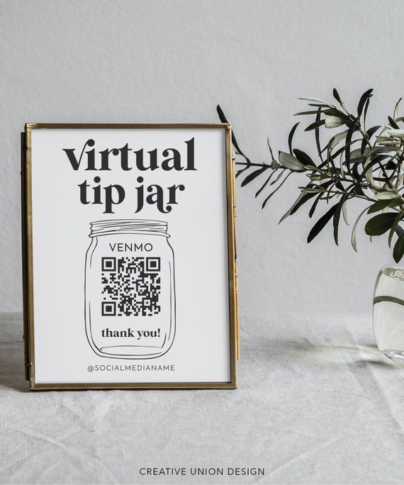 Printable Virtual Tip Jar Sign, Venmo QR Code Sign, Tips Accepted, Tip ... Printable Virtual Tip Jar Sign, Venmo QR Code Sign, Tips Accepted, Tip ...