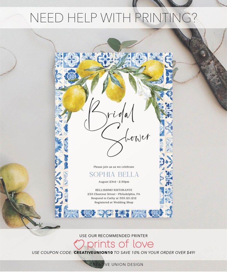 Italian Bridal Shower Bundle Mediterranean Blue Tile Bridal Shower ...