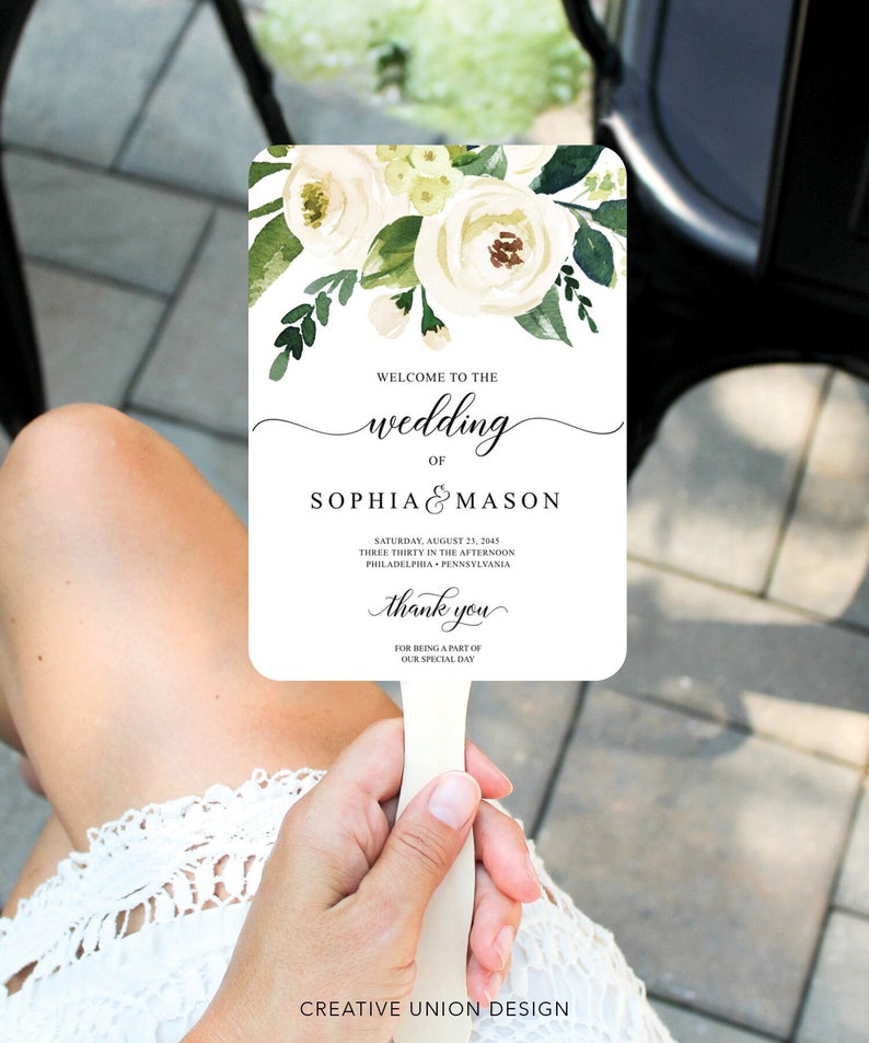 Fan Wedding Program Template Wedding Fan Programs Printable - Etsy