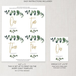 Eucalyptus Printable Table Numbers Wine Labels, Wine Labels, Table ...