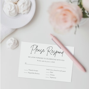 Printable RSVP Card Template, Editable Wedding Response Card, Kindly ...