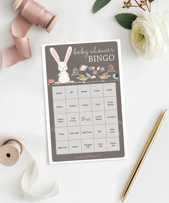 A Little Bunny Baby Shower Bingo Baby Shower Gamesrabbit | Etsy