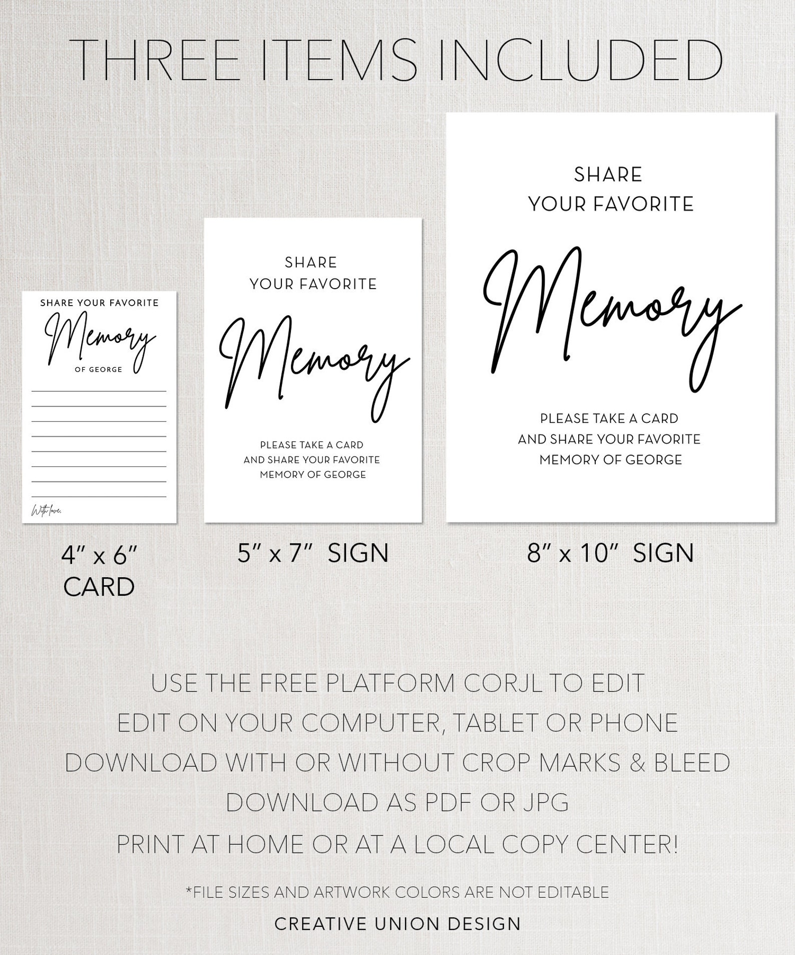 Share a Memory Card Template, Personalized Favorite Memory, Memorial ...