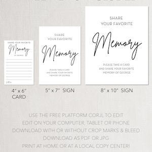 Share a Memory Card Template, Personalized Favorite Memory, Memorial ...