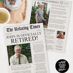 Editable Retirement Newspaper Template, Printable Newspaper, Retirement ...