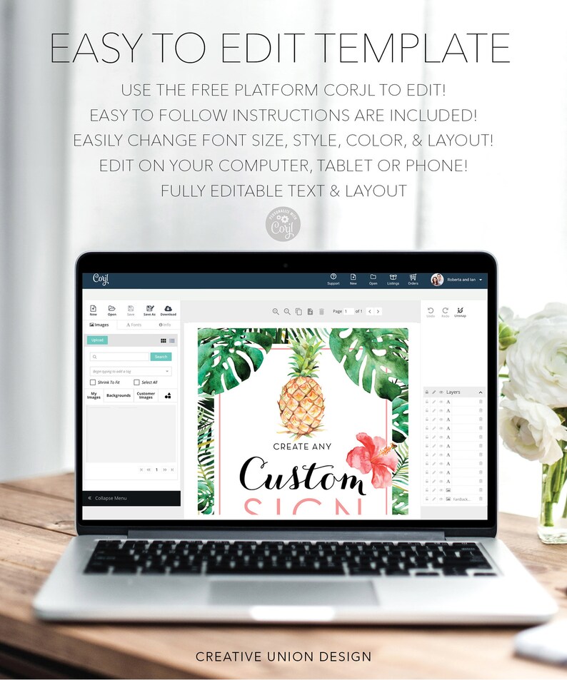 Editable Custom Sign Template, Favors, Gifts and Cards, Printable Table ...