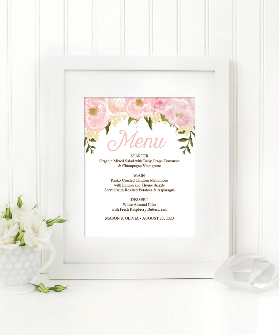 Printable Menu Sign, 8x10 Printable Menu, Bridal Shower Menu, Wedding ...