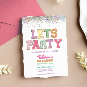 Patch Letters Birthday Party Invitation Template, Girl Birthday Party ...