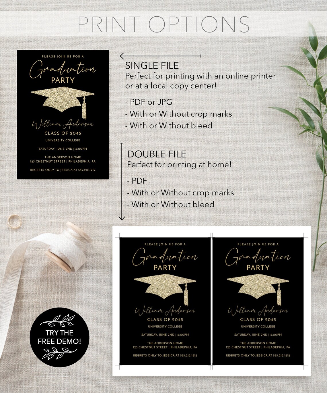 Class of 2023 Graduation Invitation Template, Printable Graduation ...