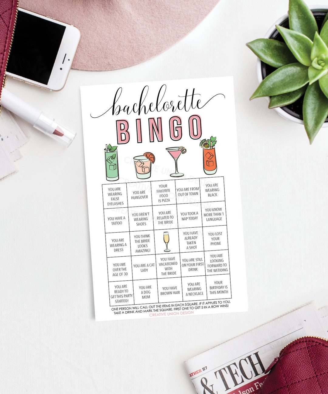Bachelorette Party Bingo Game, Bachelorette Party Games, Bachelorette ...