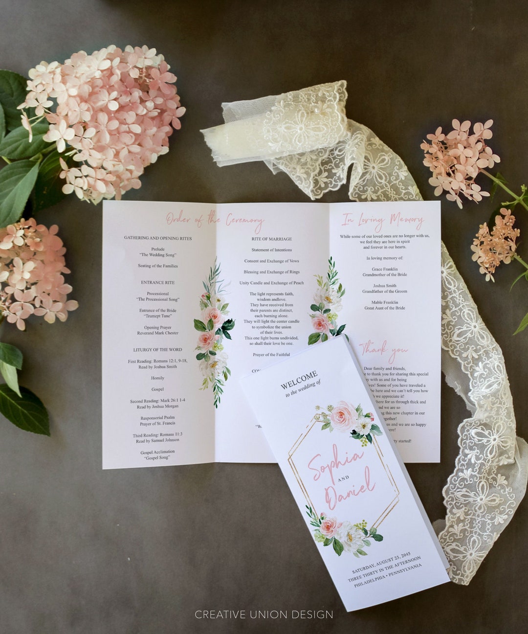 Trifold Wedding Program Template, Wedding Ceremony Program, Backyard ...