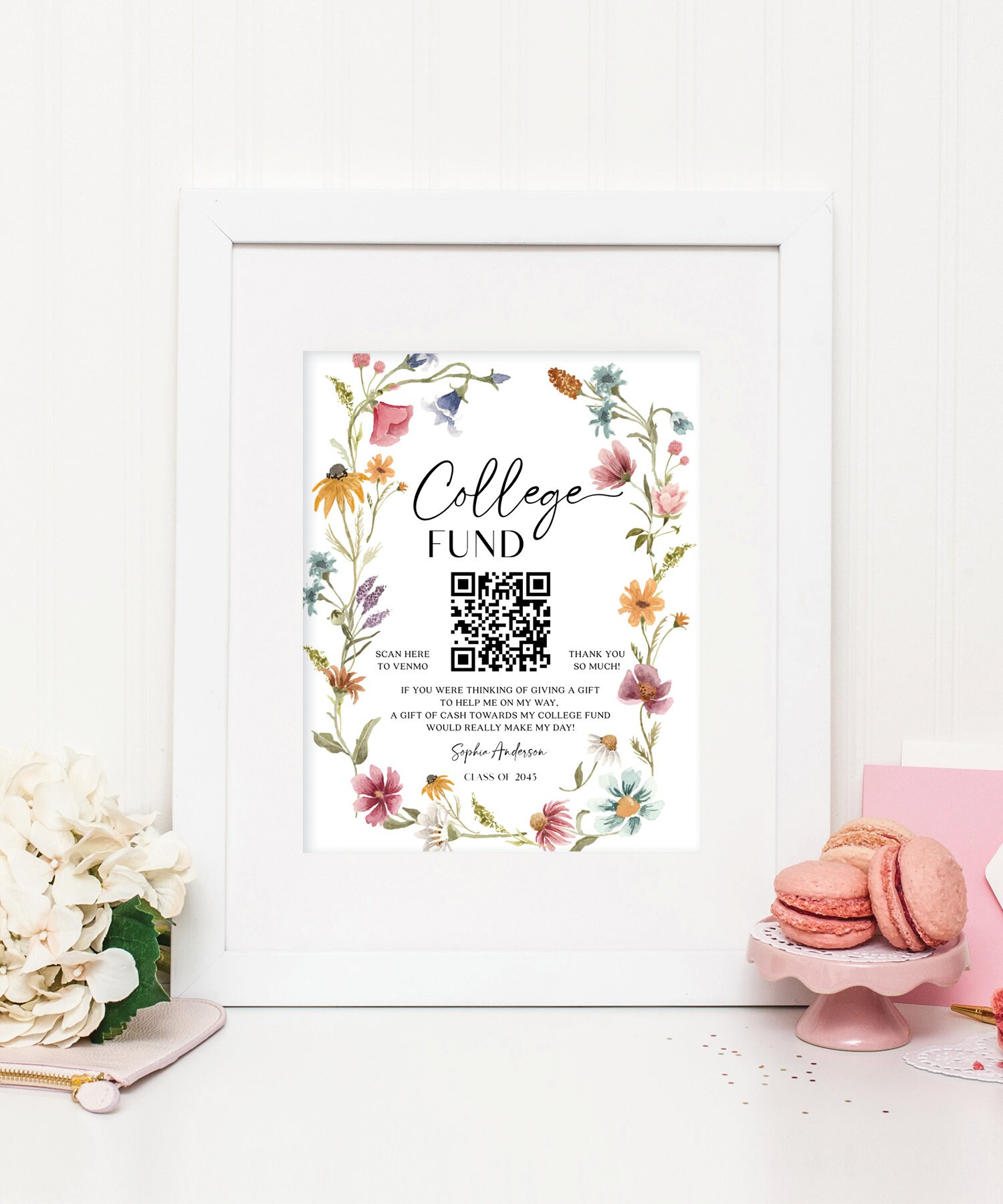 College Fund QR Code Sign Template, QR Code College Fund Insert Card ...