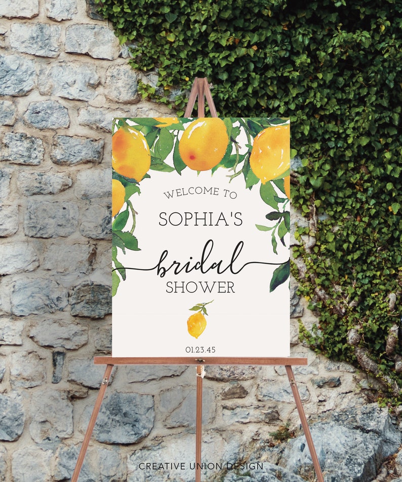 Rustic Lemon Editable Bridal Shower Welcome Sign Template - Etsy