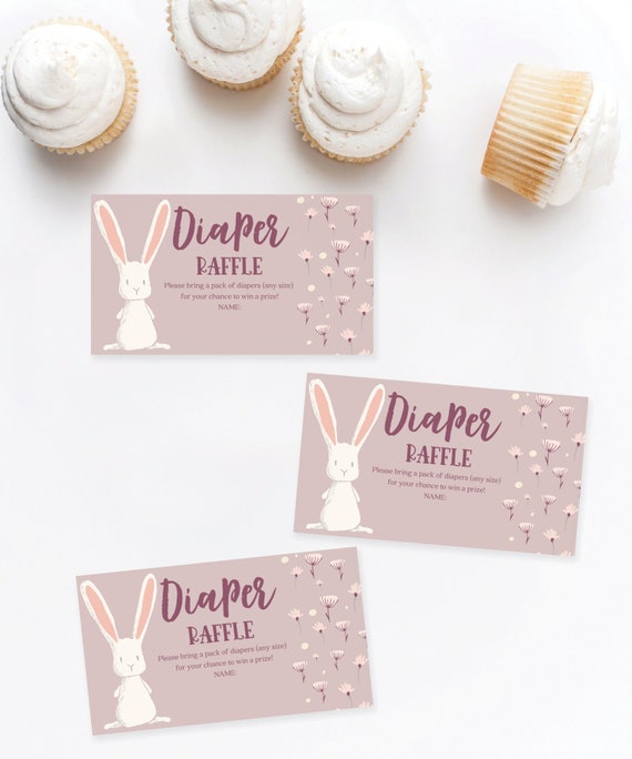 Garden Bunny Diaper Raffle, Baby Shower Diaper Raffle Template, Insert ...