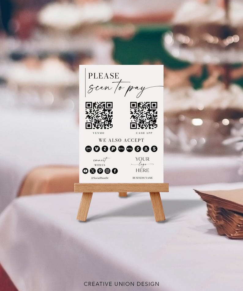 Scan to Pay Sign QR Code Payment Sign Printable Template Custom ...