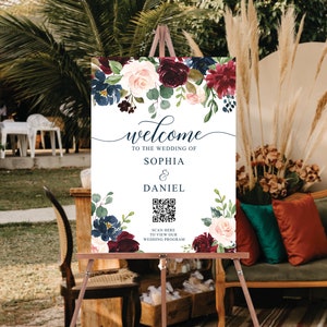 QR Code Wedding Program Template and Scannable Wedding Welcome Sign ...