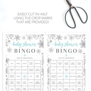 Frosty Snowflake Boy Baby Shower Bingo, 60 Unique Game Sheets, Blue ...