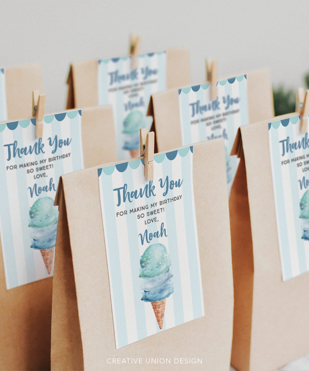 Ice Cream Printable Tags, Editable Favor Tags, Birthday Party Favor ...