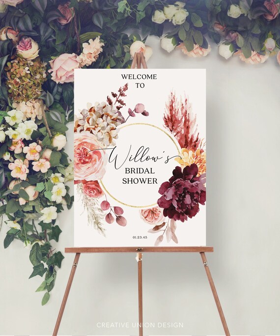 Printable Bridal Shower Welcome Sign Template, Bohemian Bridal Shower ...