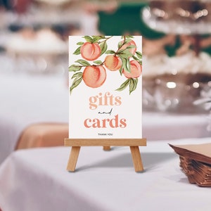 Peach Gifts and Cards Sign, Baby Shower Sign File, Printable Baby ...