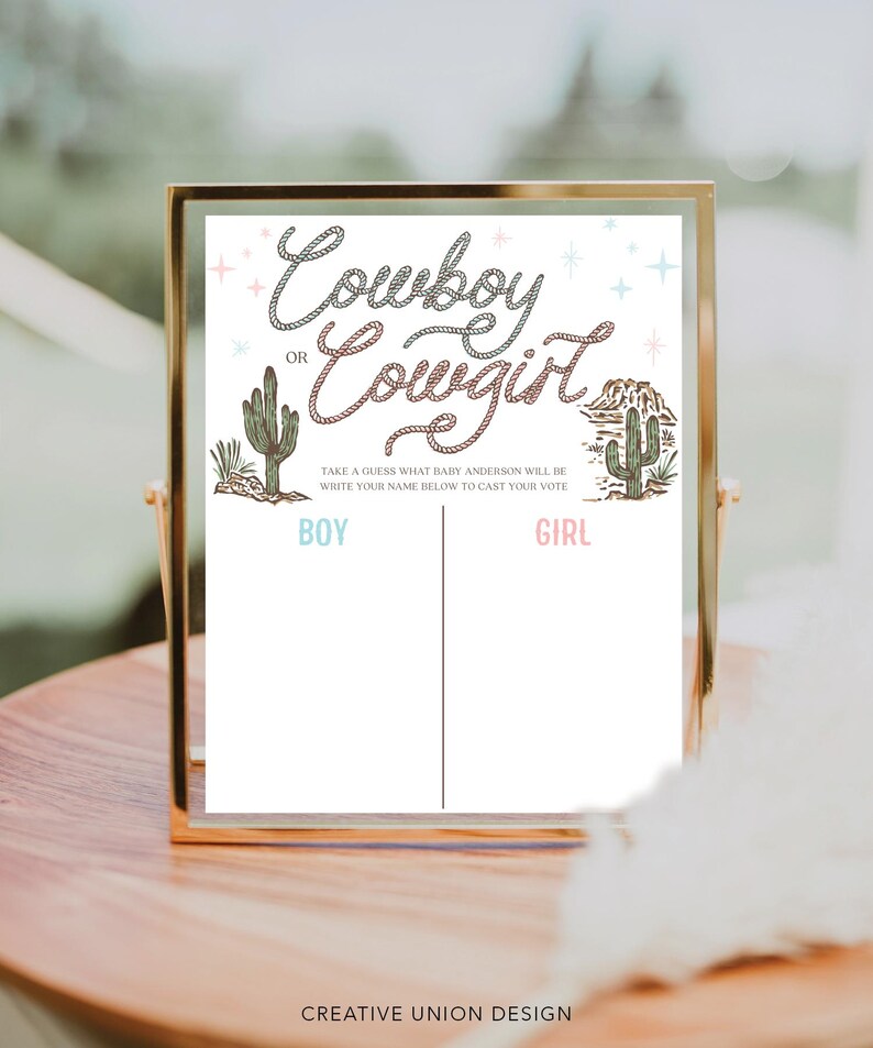 Editable Gender Reveal Voting Sign Template, Cast Your Vote Gender ...