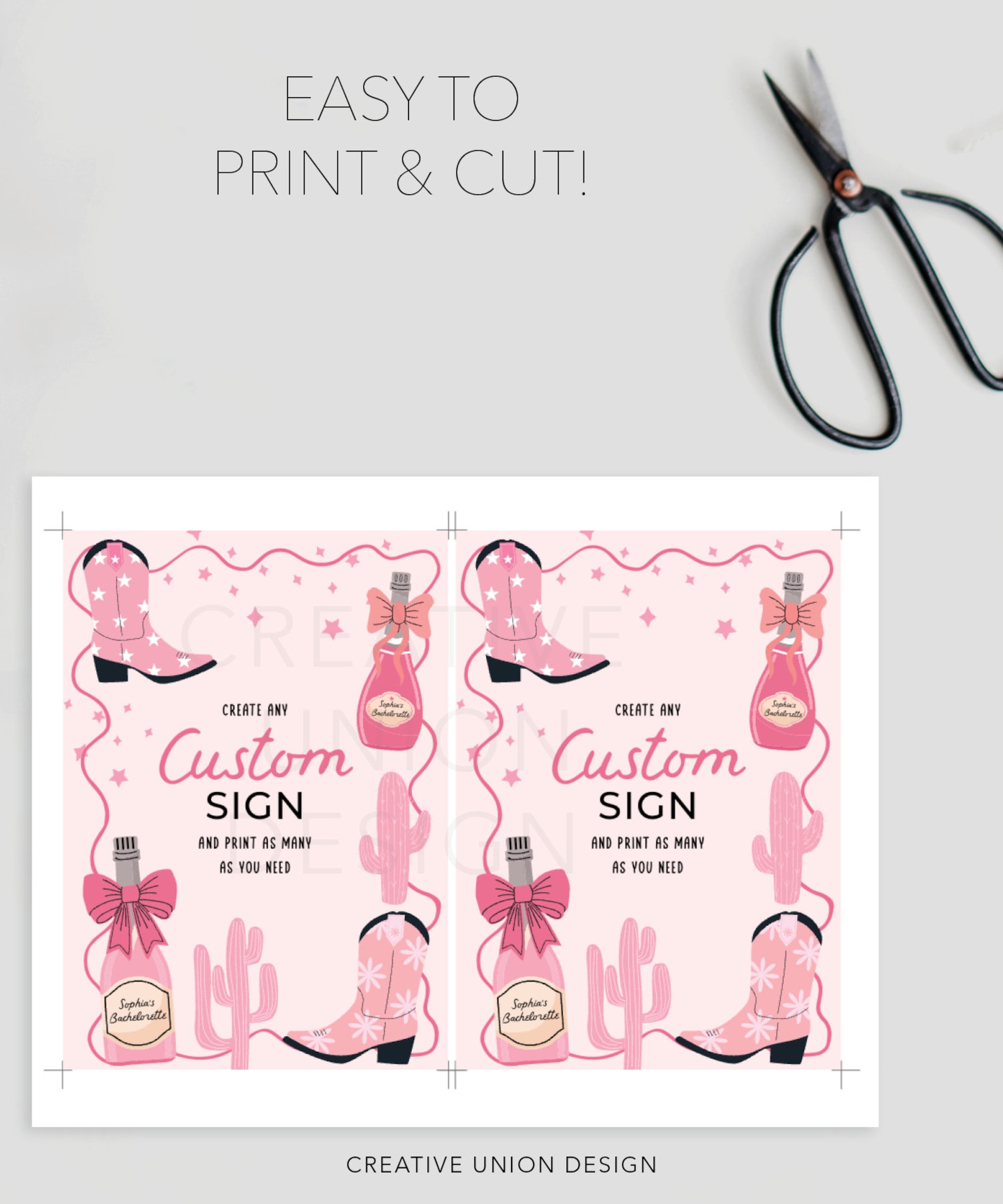 Boots and Bubbly Custom Sign Template, Editable Bachelorette Party Sign ...