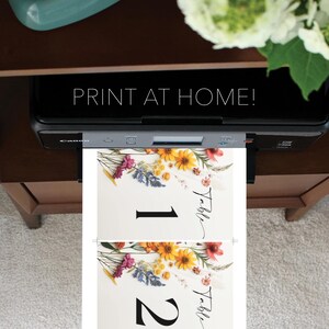 Wildflower Table Numbers Template, Editable Bridal Shower Table Numbers ...