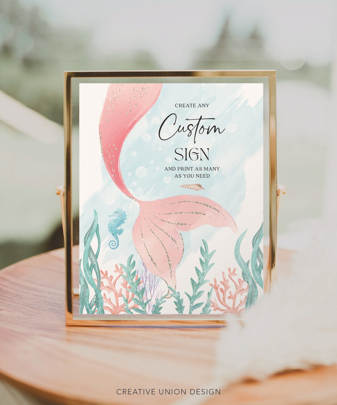 Mermaid Editable Custom Sign Template, Custom Birthday Party Sign ...