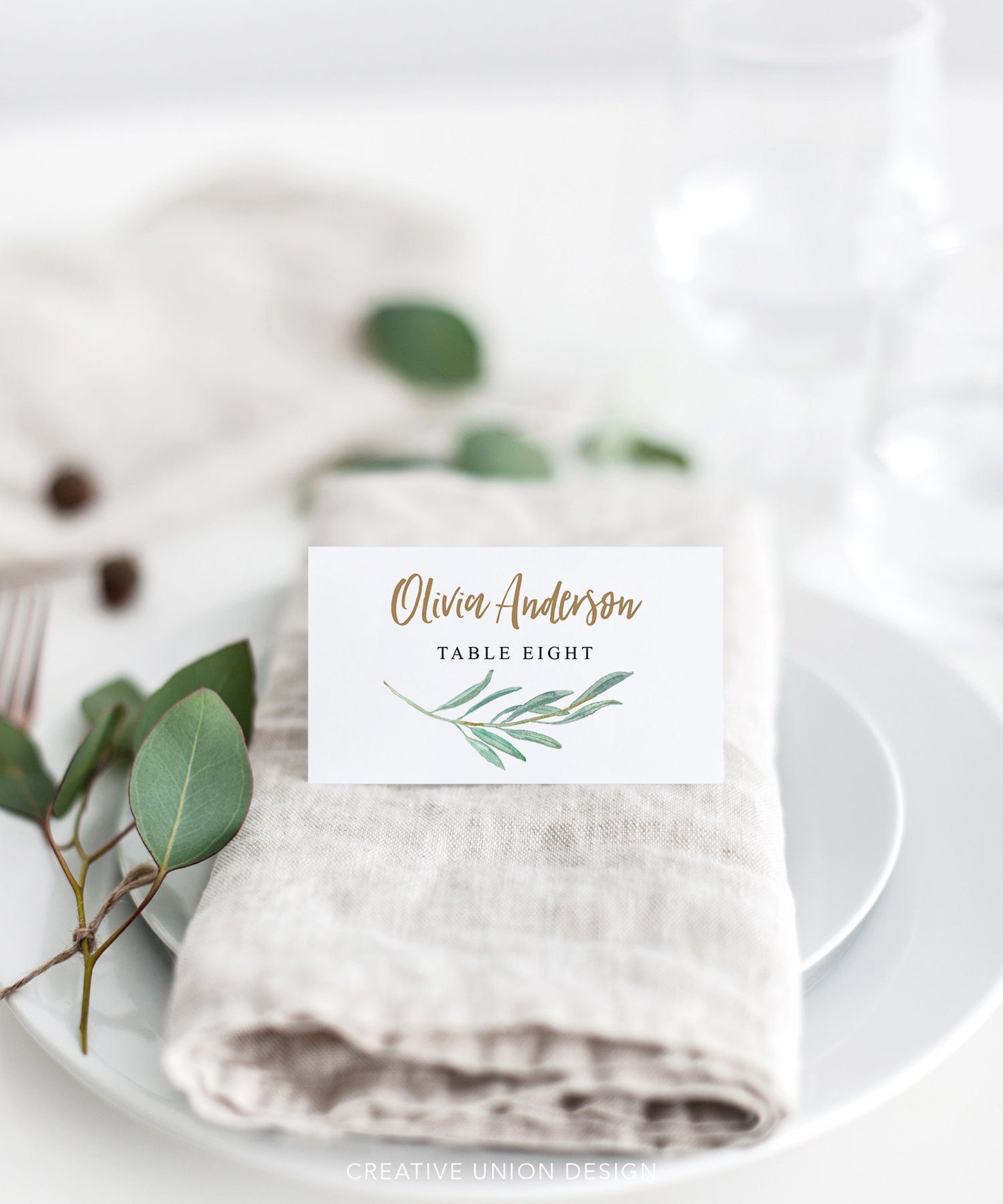 Rustic Greenery Place Card Template Printable Place Cards - Etsy