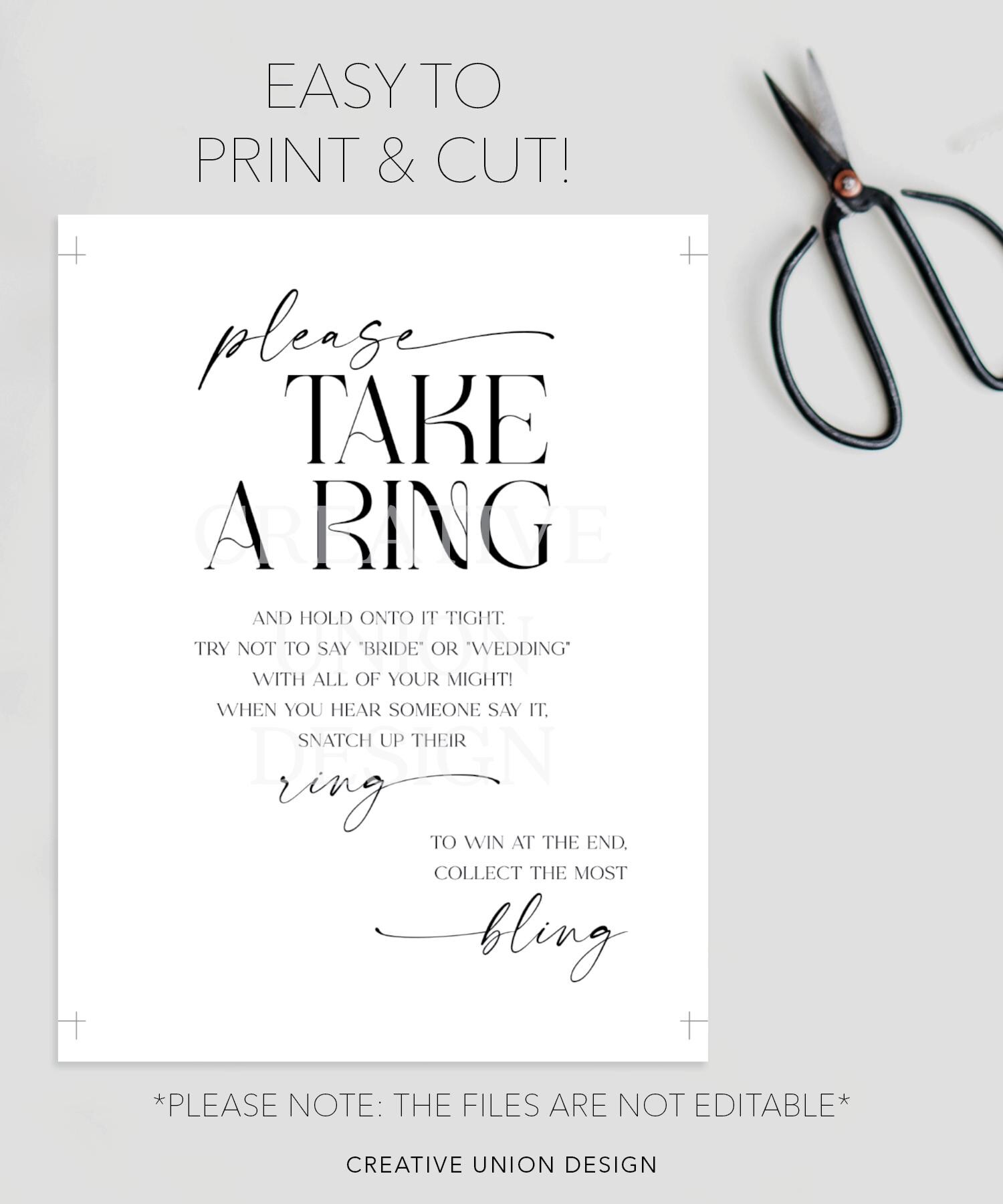 Put A Ring on It Game Sign, Minimal Bridal Shower Sign, Bridal Shower ...