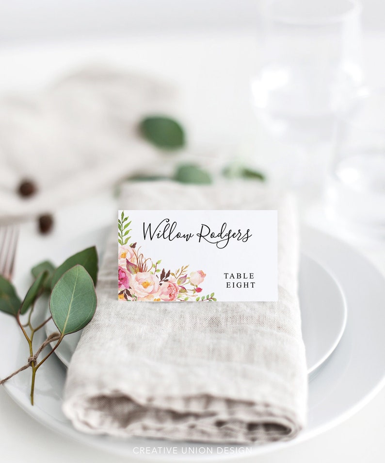 Rustic Place Card Template Printable Place Cards Wedding - Etsy