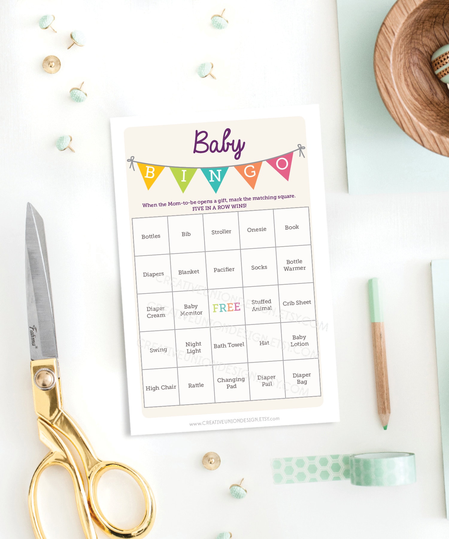 Baby Shower Bingo Game 50 Unique Game Sheets Bingo Baby | Etsy