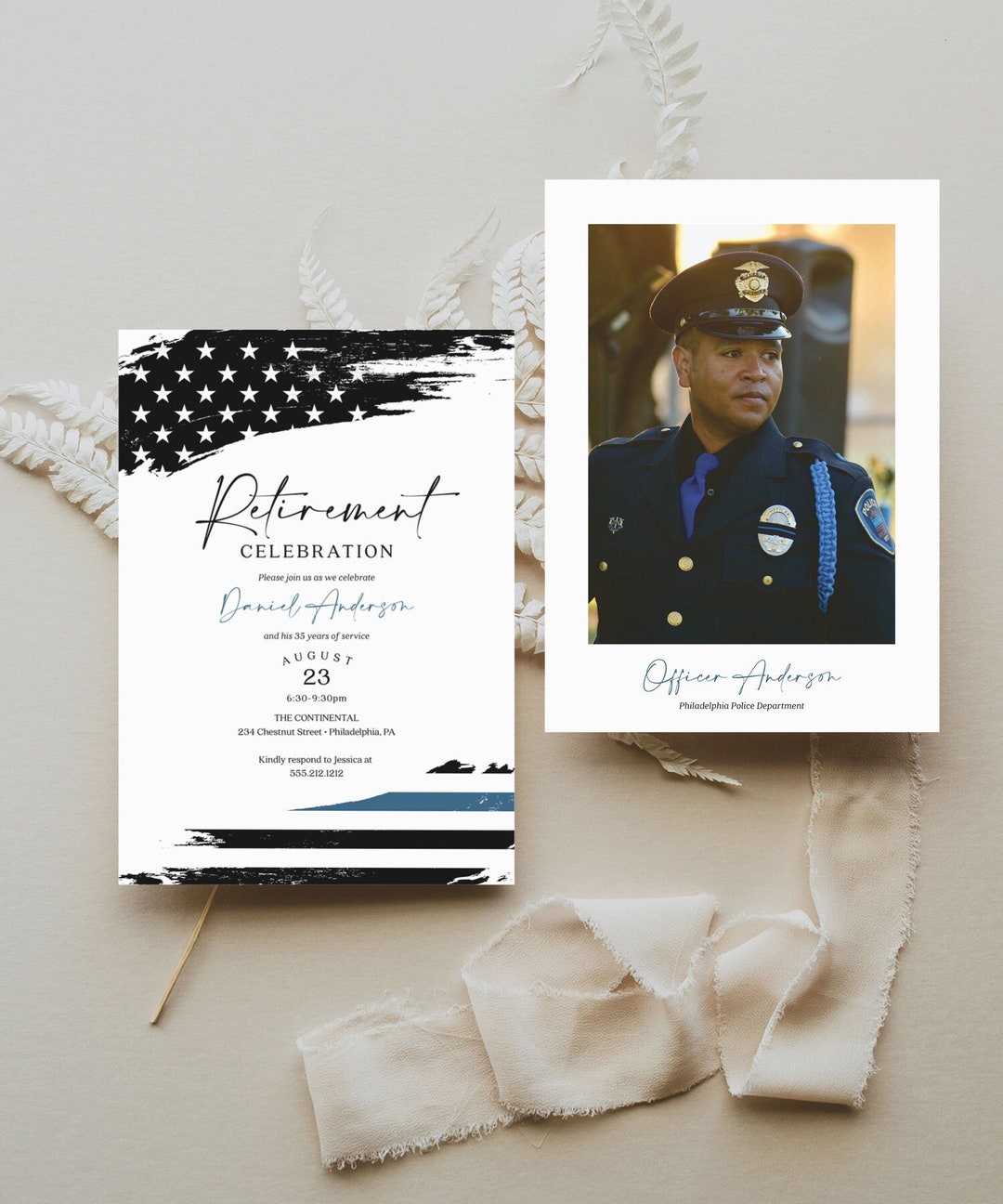 Police Officer Retirement Invitation Template, Retirement Invitation ...