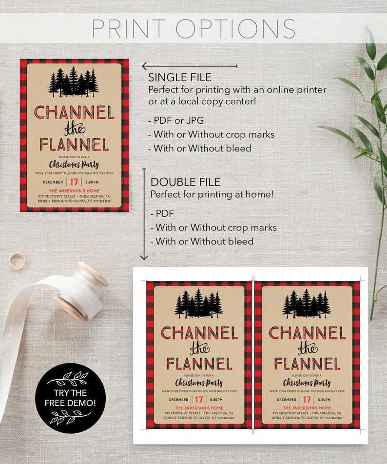 Channel the Flannel Christmas Party Invitation, Flannel Party Invite ...