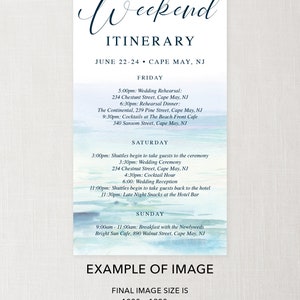 Beach Weekend Itinerary Template Digital Schedule Wedding - Etsy