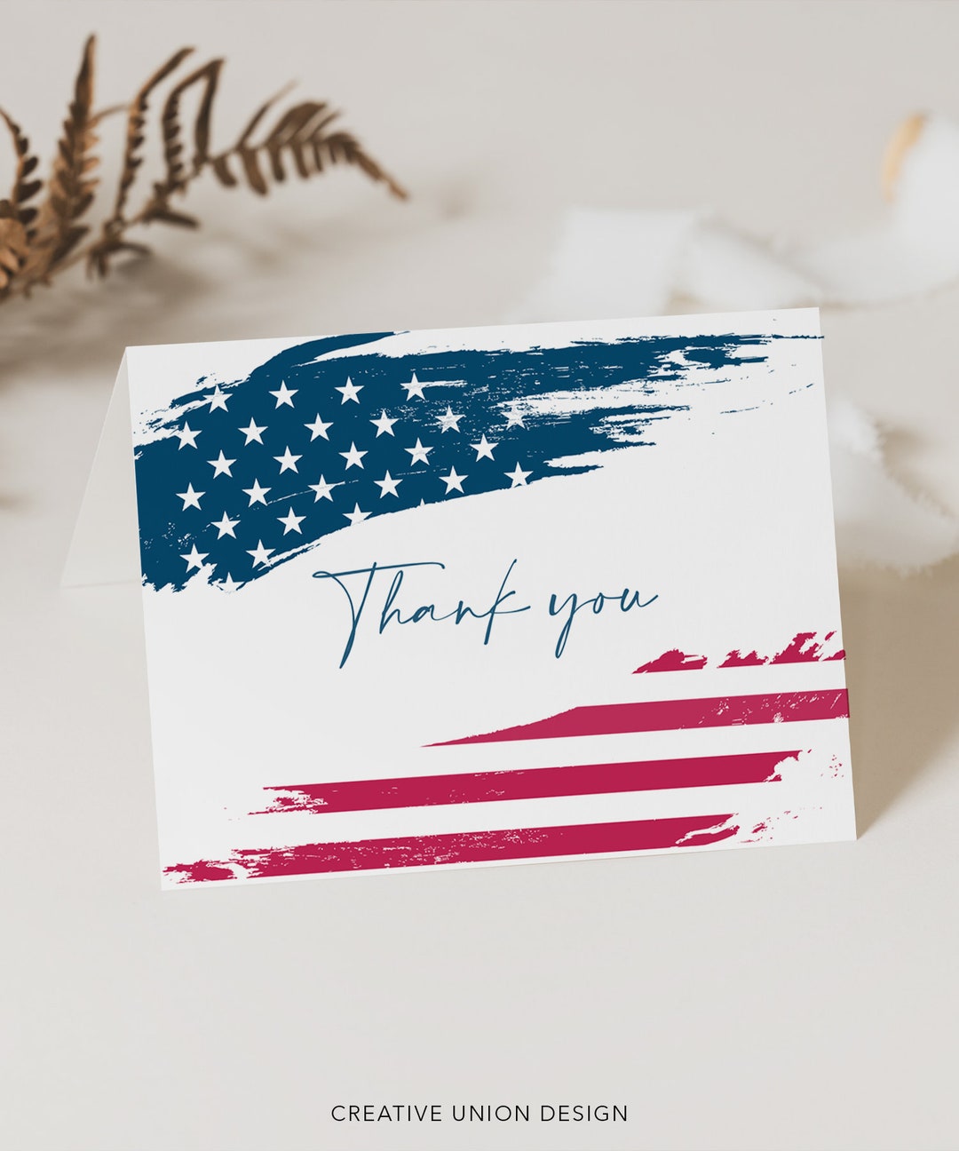 American Flag Thank You Card Template, US Flag Thank You Card ...