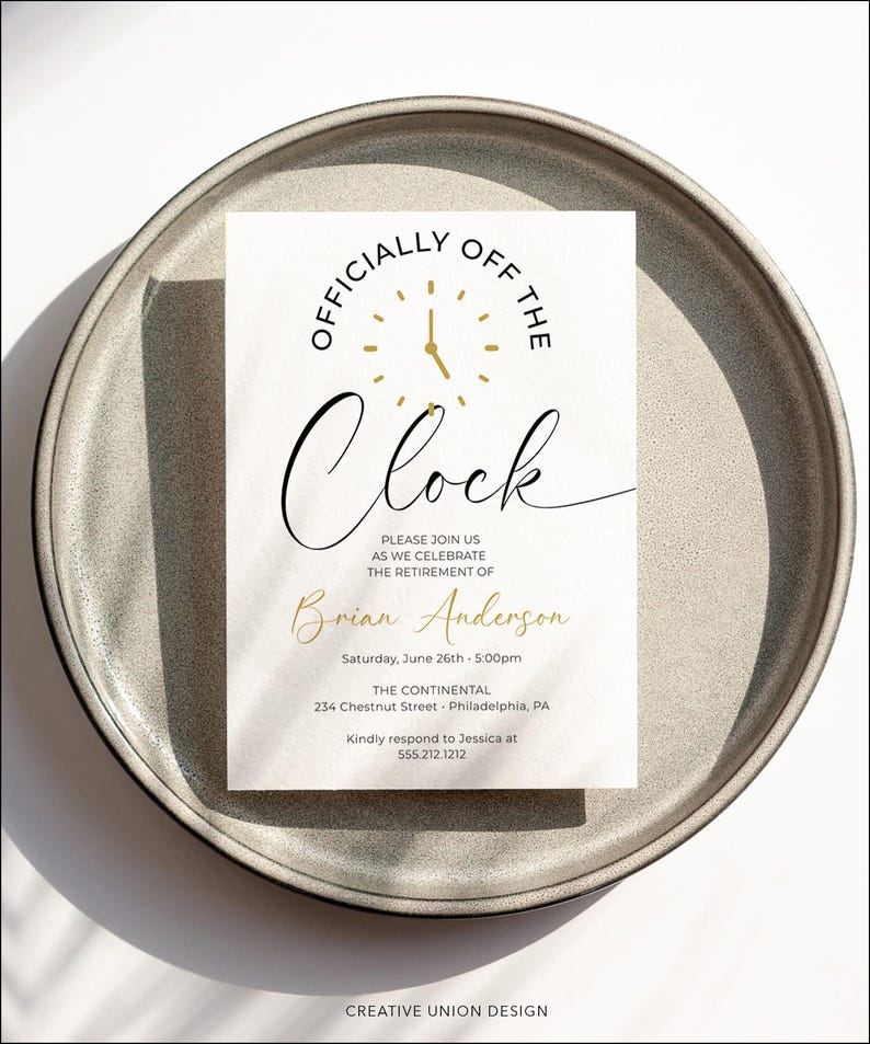 Funny Retirement Party Invitation Template off the Clock Retirement ...