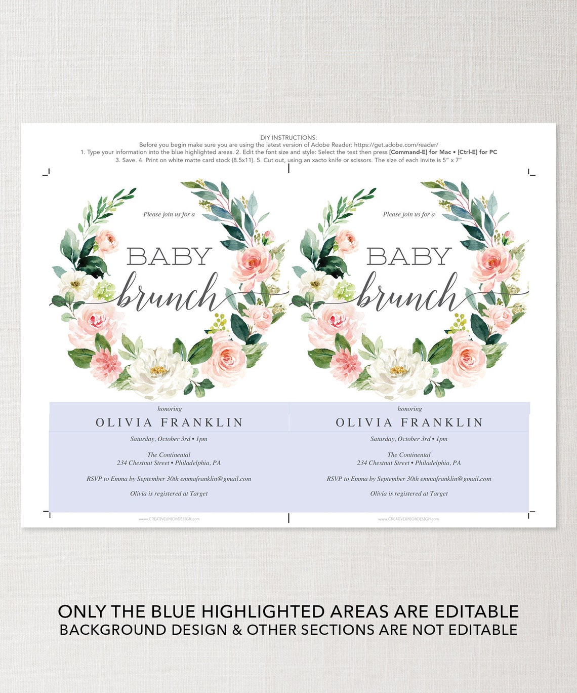 Baby Brunch Invitation Baby Shower Invite Editable | Etsy