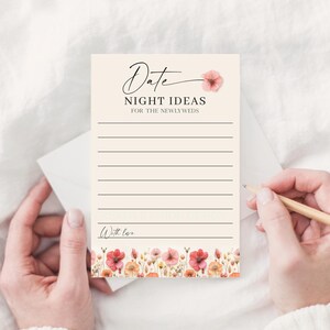 Date Night Ideas Card and Sign, Date Night Ideas Sign, Modern Bridal ...