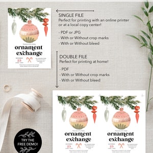 Ornament Exchange Invitation Template, Christmas Party Invites, Holiday ...