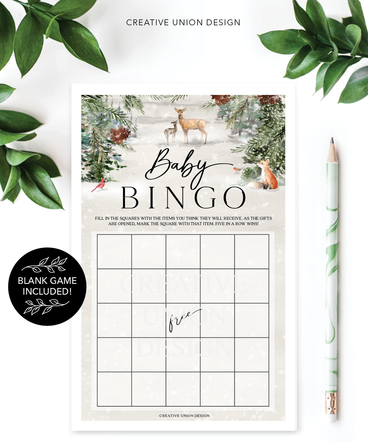 Woodland Baby Shower Bingo, 60 Unique Game Sheets, Baby Shower Games ...