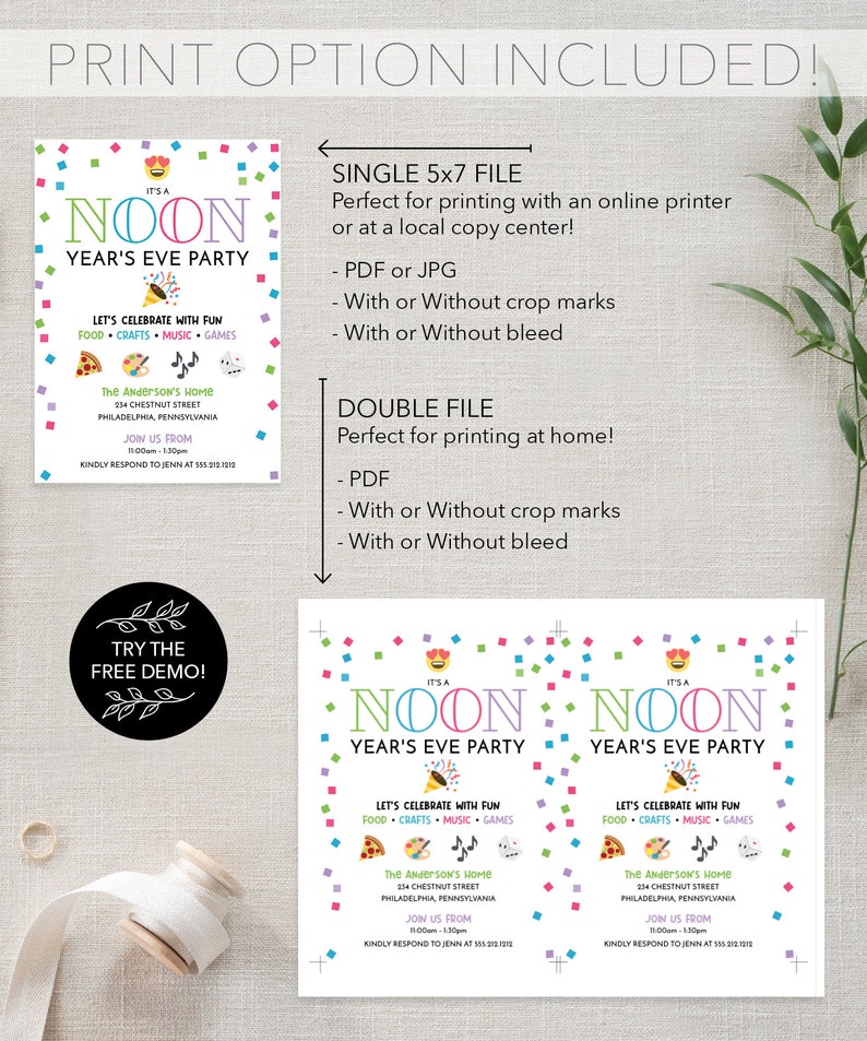 Digital New Year's Eve Party Invitation Noon Years Eve - Etsy